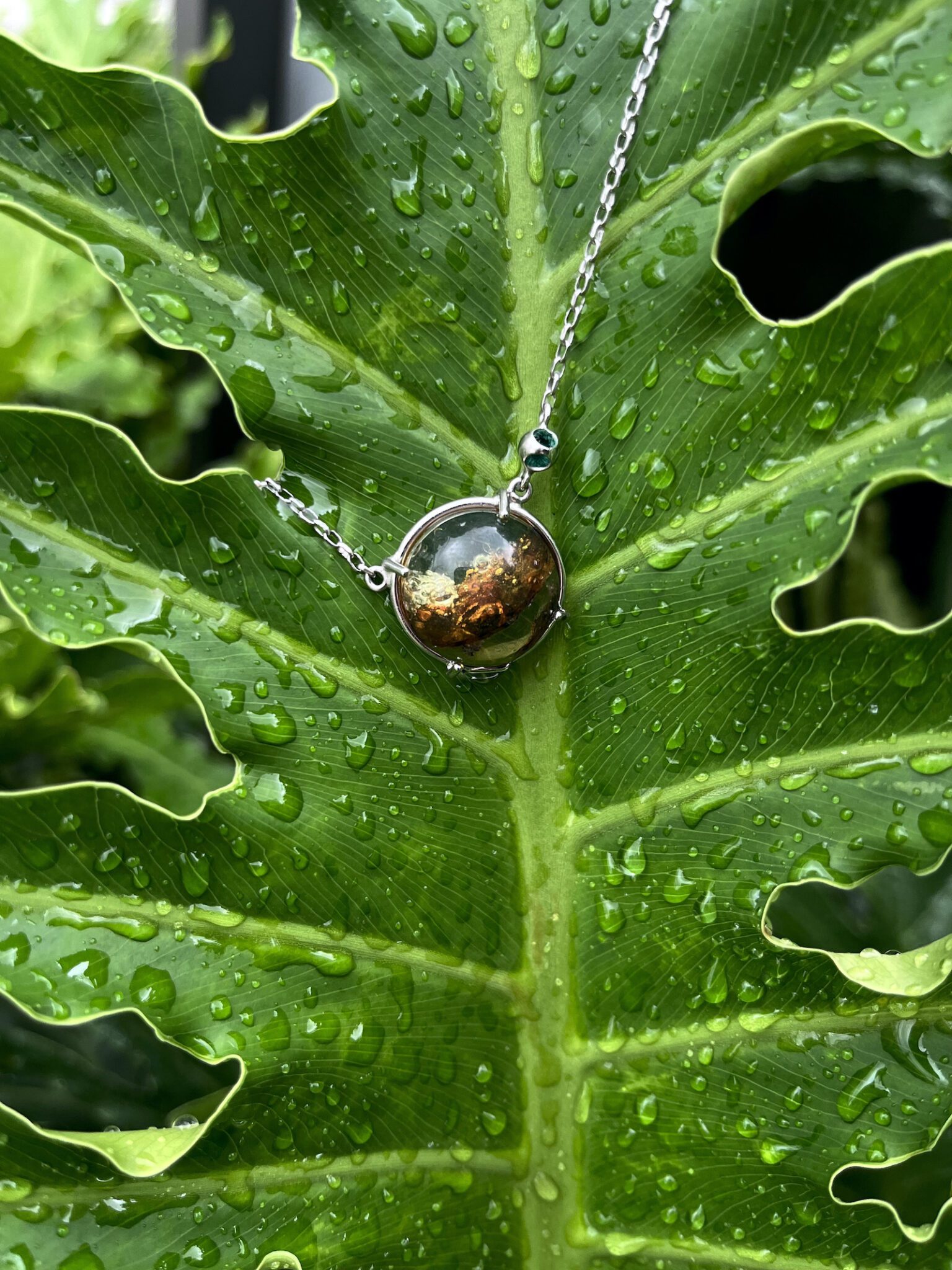 Teeny Circle Amber Pendant - Monica Varela